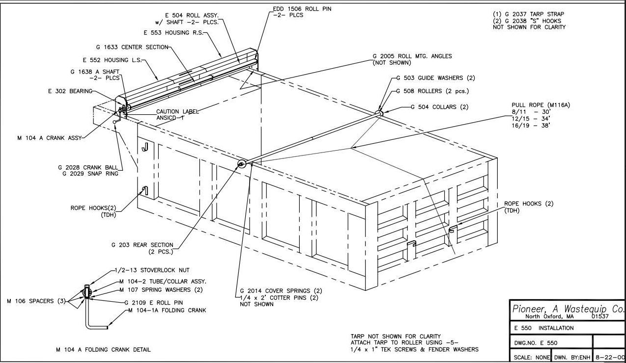 Pioneer E550 Construction Tarping System - 8' to 11' | Carolina Tarps