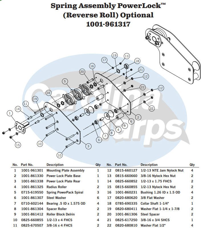 1001-961317 Aero (OEM) Reverse Roll Spring Assembly for PowerLock Tarp ...