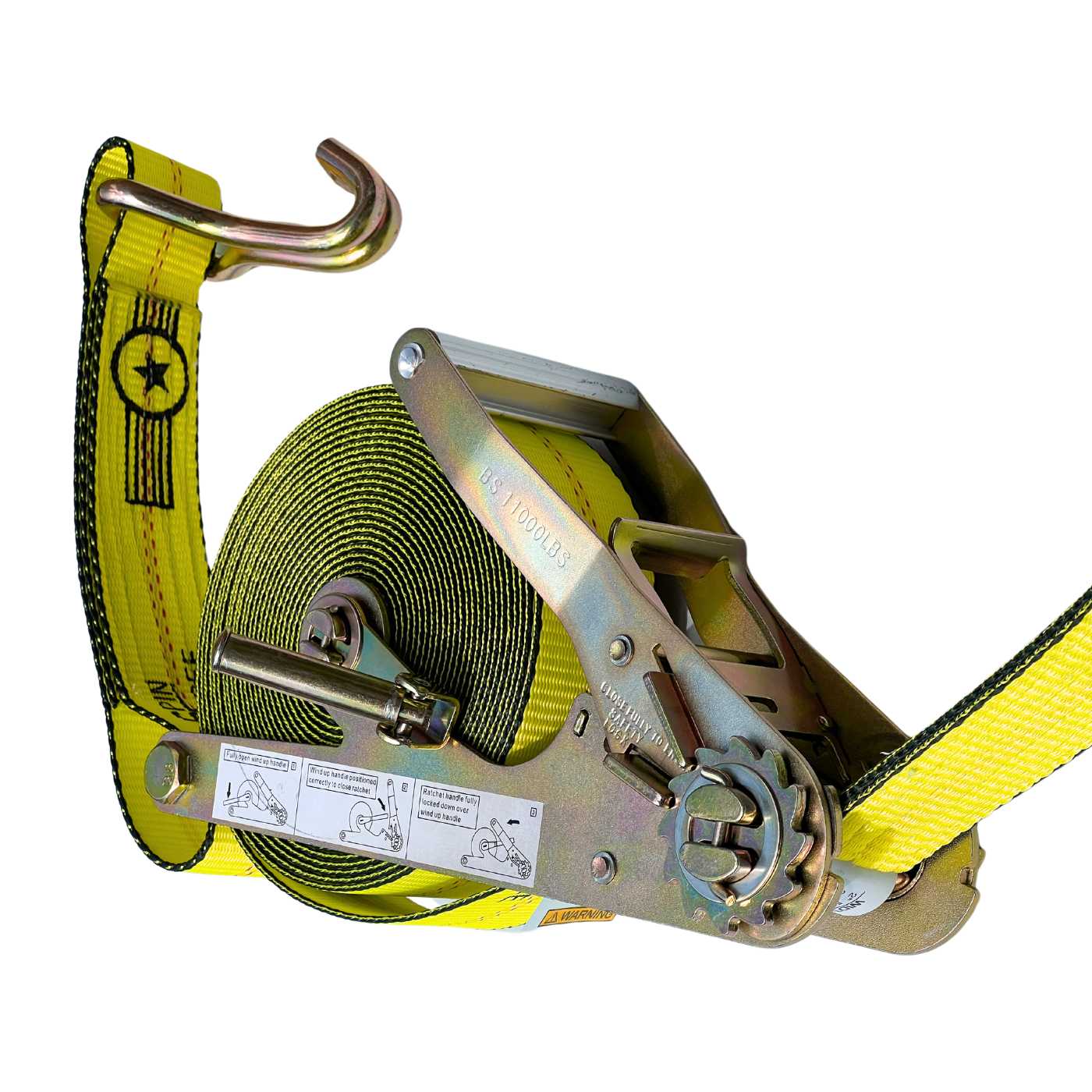 2" x 30' Self Contained Ratchet Strap - Wire Hooks | Carolina Tarps