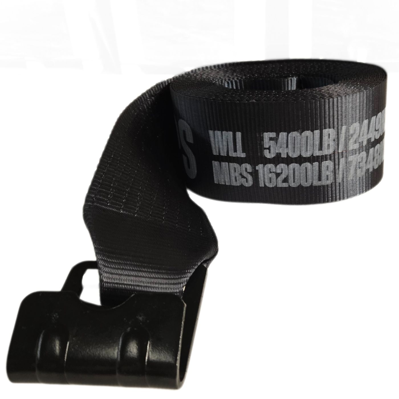 4" x 30' Strap with Flat Hook - Black | Carolina Tarps