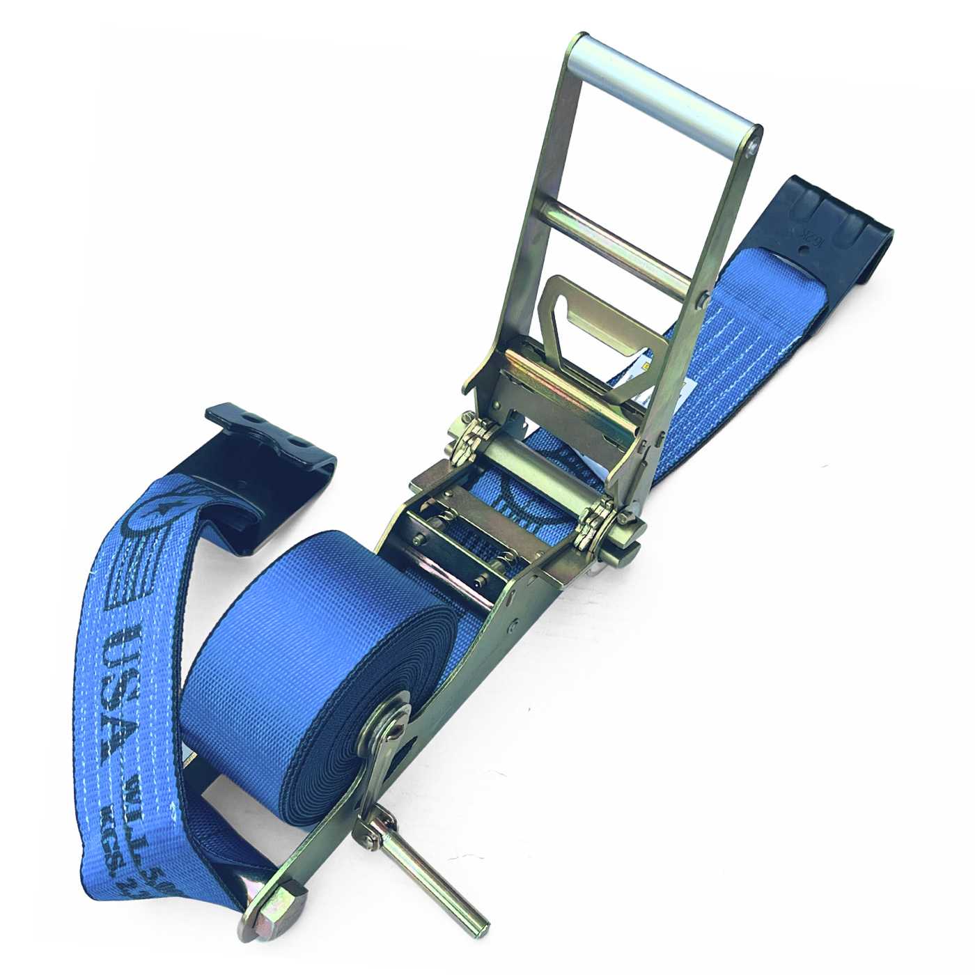 3" x 30' Self Contained Ratchet Strap - Flat Hooks - Blue | Carolina Tarps