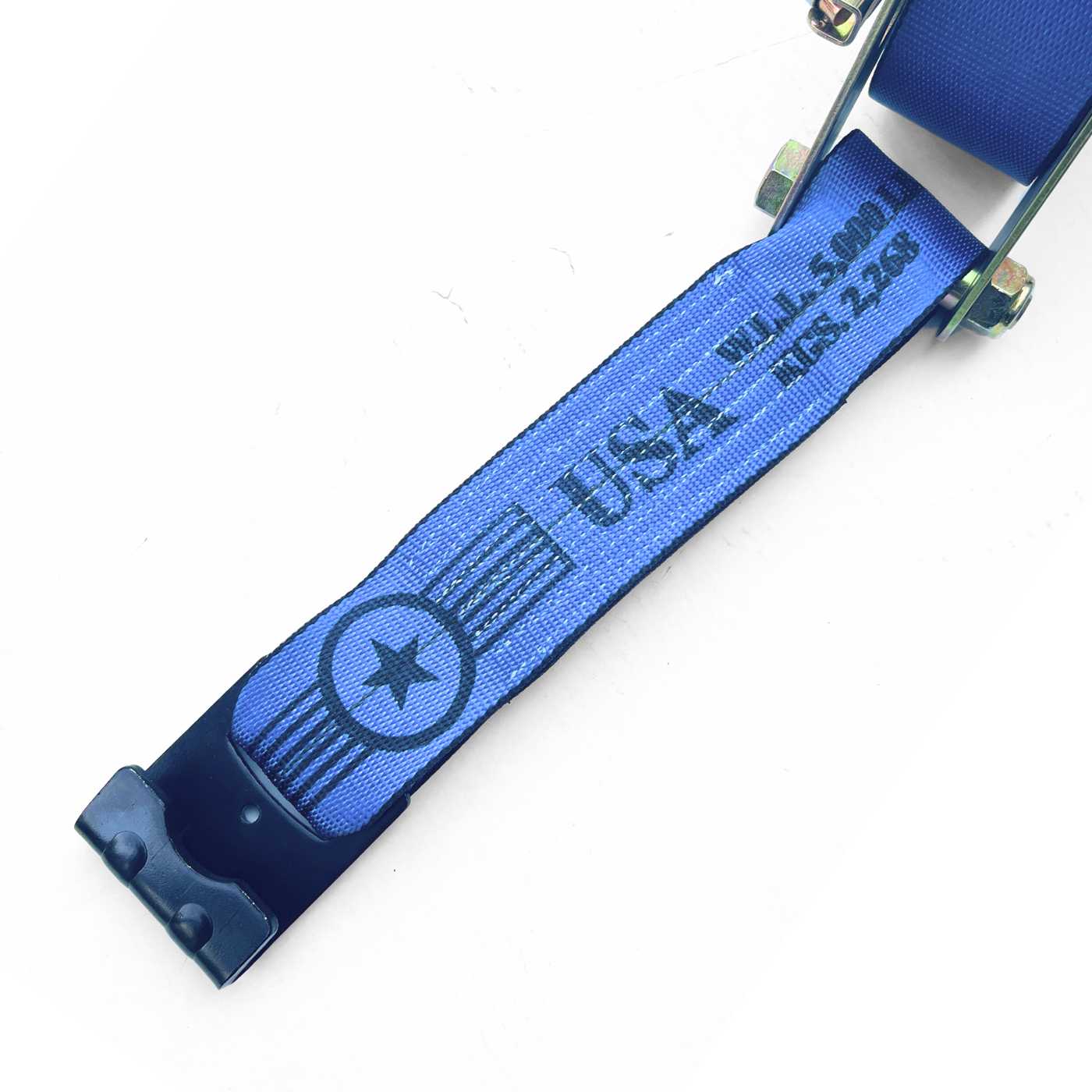 3" x 30' Self Contained Ratchet Strap - Flat Hooks - Blue | Carolina Tarps