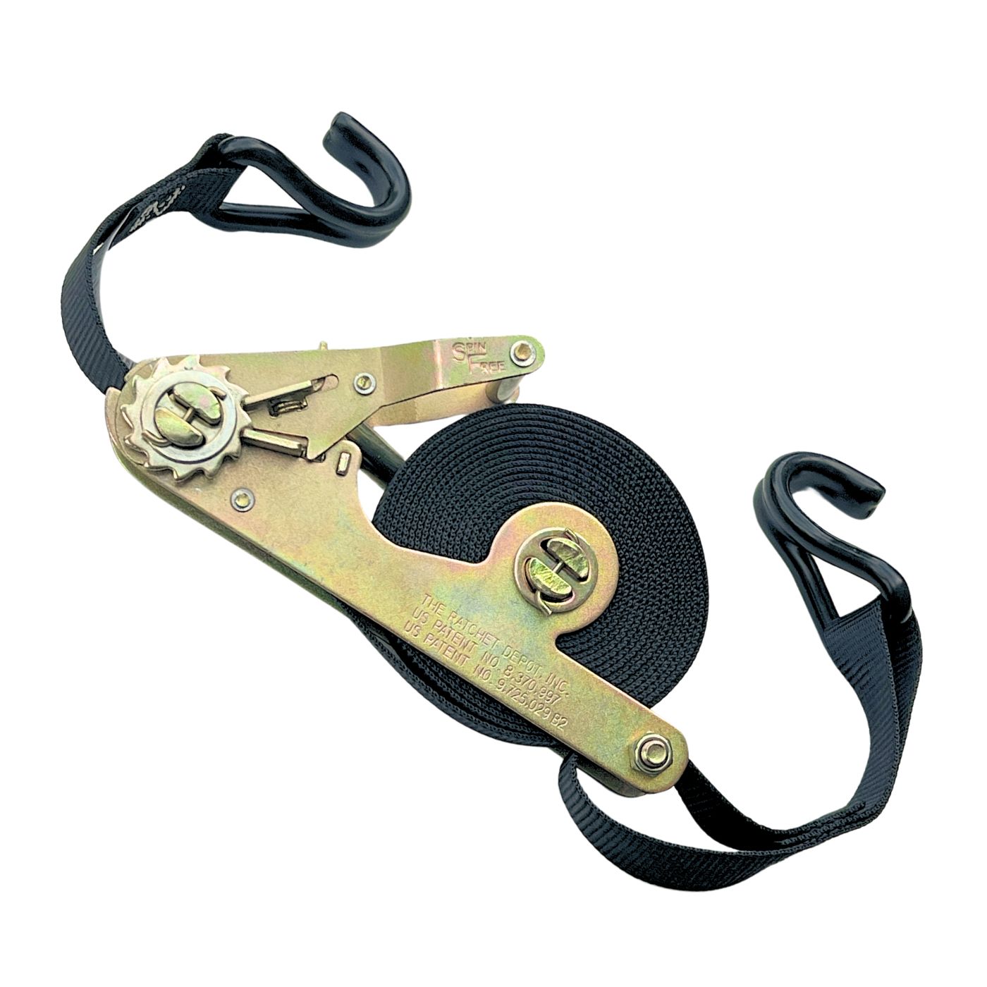1" Self Contained Ratchet Strap Assembly with Wire Hooks | Carolina Tarps