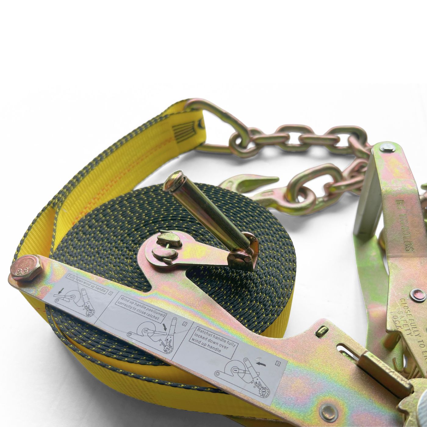 2" Self Contained Ratchet Strap Assembly with Chain Extensions ...