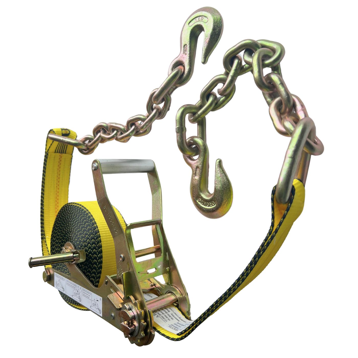 2" Self Contained Ratchet Strap Assembly with Chain Extensions ...