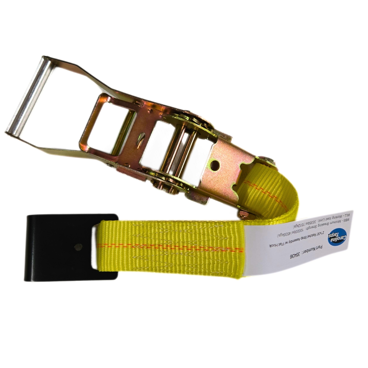 2" x 30' Ratchet Strap Assembly w/ Flat Hook - Fleet Grade | Carolina Tarps