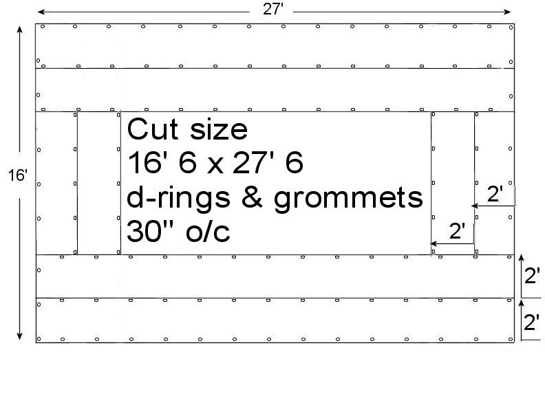 Steel Tarp - 16x27 4ft Drop 18oz Vinyl (Customizable) | Carolina Tarps