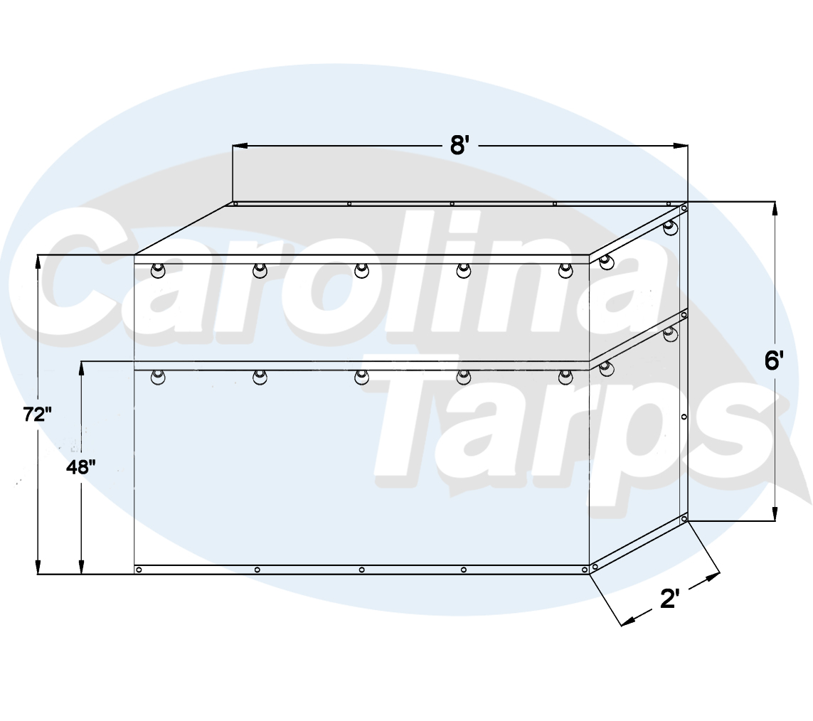 Smoke Tarp 6' x 8' x 2' Fitted Nose Tarp for Flatbeds | Carolina Tarps