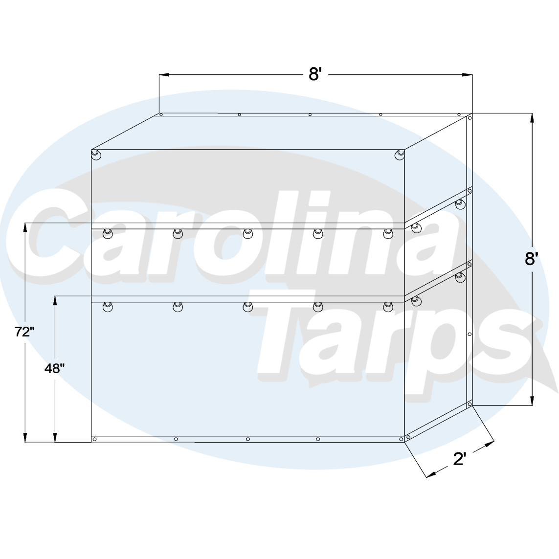 Smoke Tarp 8' x 8' x 2' Fitted Nose Tarp for Flatbeds | Carolina Tarps