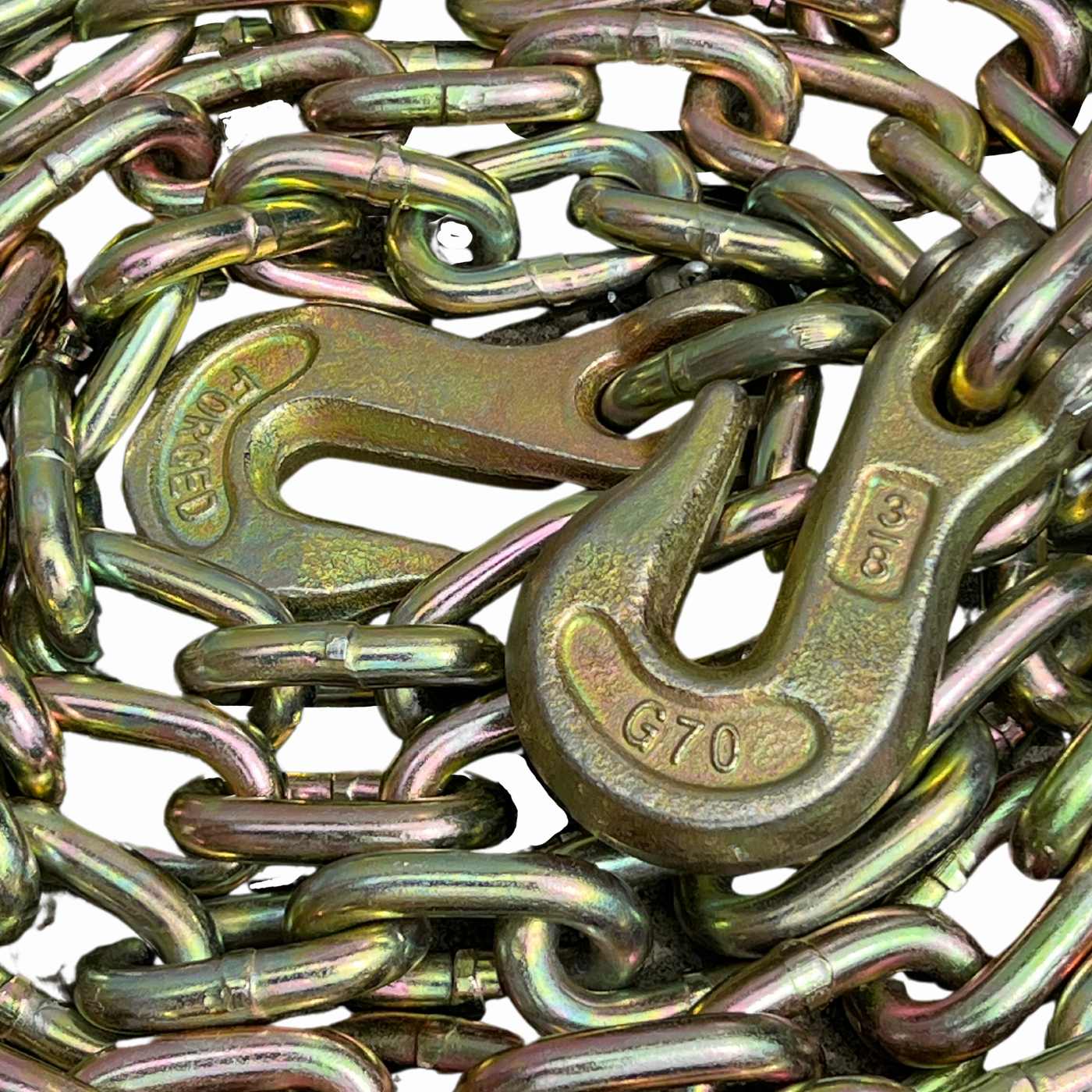 3/8" x 20' Transport Chain with Grab Hooks G70 6,600 lb. WLL | Carolina ...