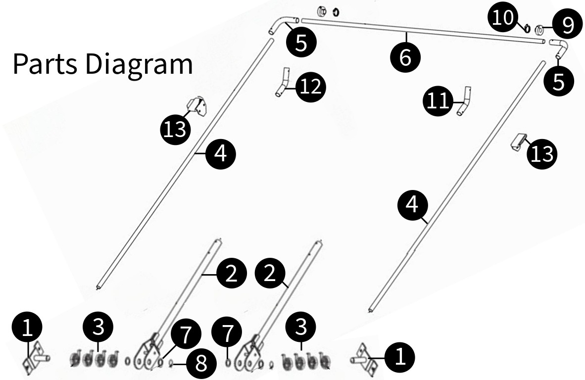 US Tarp 12223 Complete Arm Kit for 4-Spring Steel System (up to 24 ...
